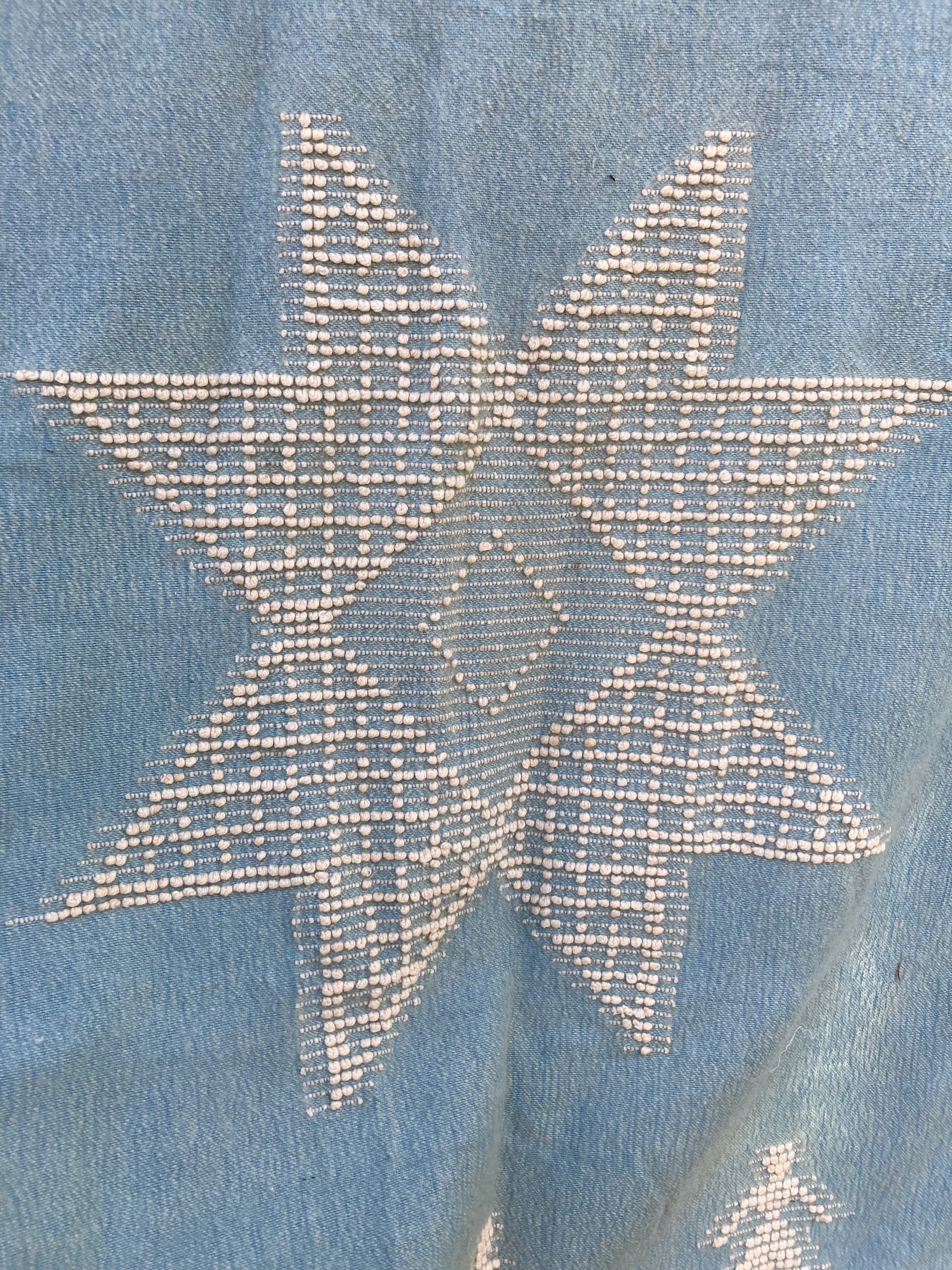 Vintage FARMHOUSE Style Aqua & Cream WOOL Blanket 57 X 96 - Etsy