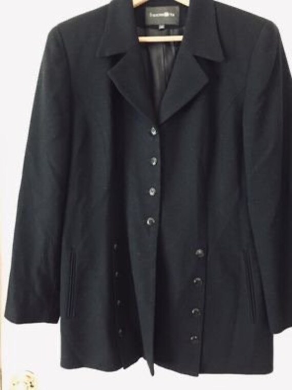 Black worsted wool Military style Blazer - Gem