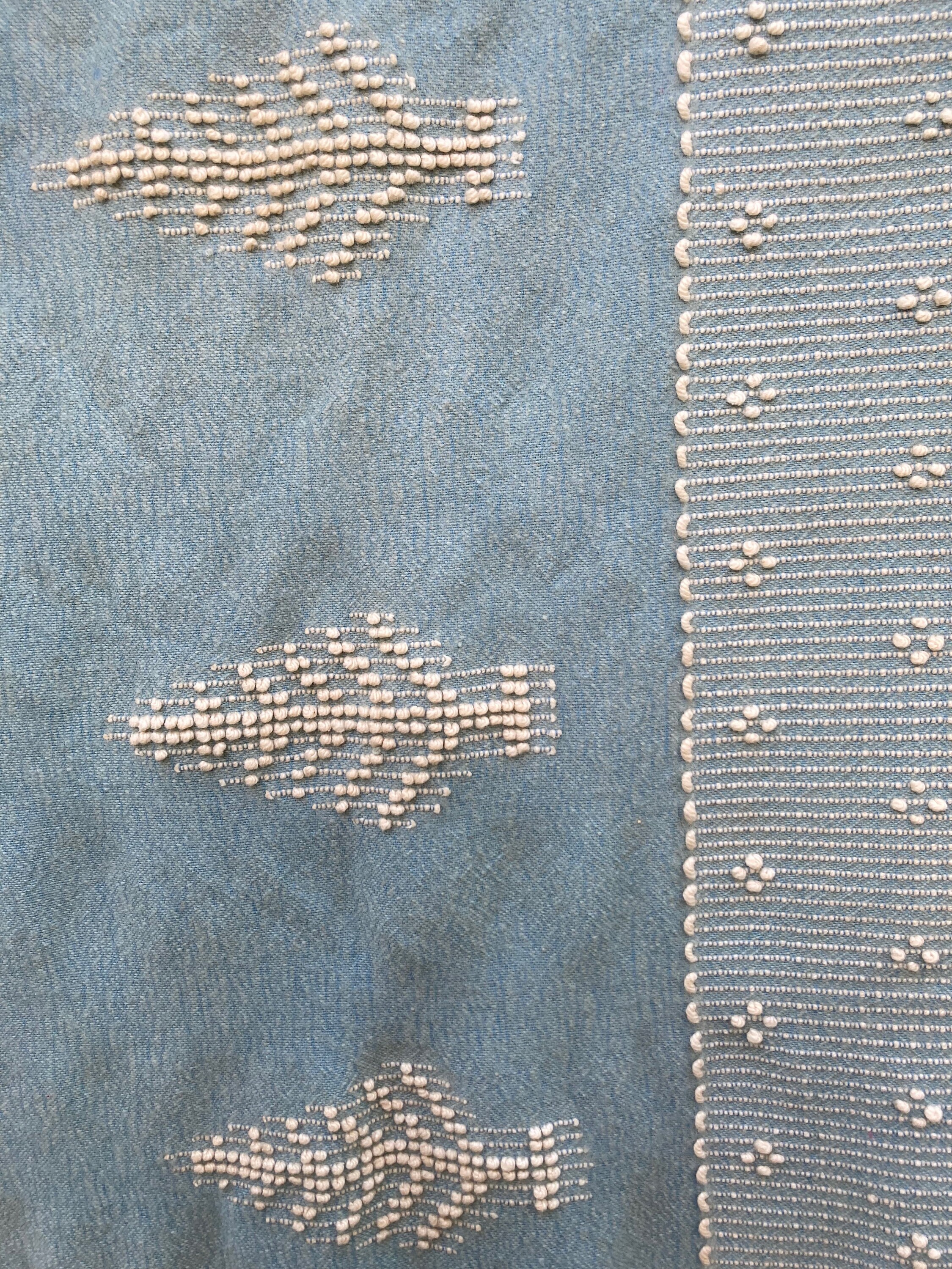 Vintage FARMHOUSE Style Aqua & Cream WOOL Blanket 57 X 96 - Etsy