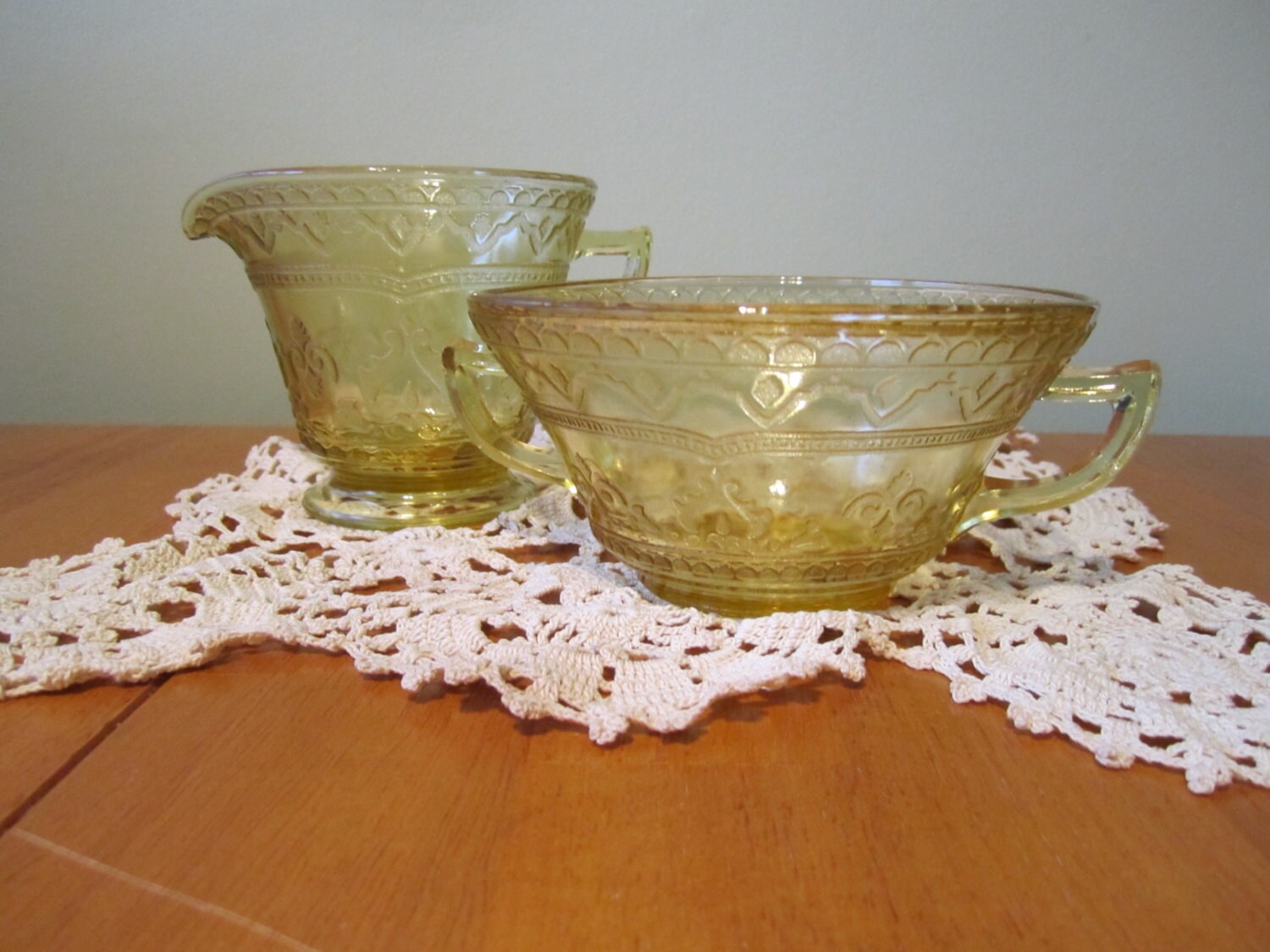 Yellow Depression Glass Cream/ Sugar Server - Etsy