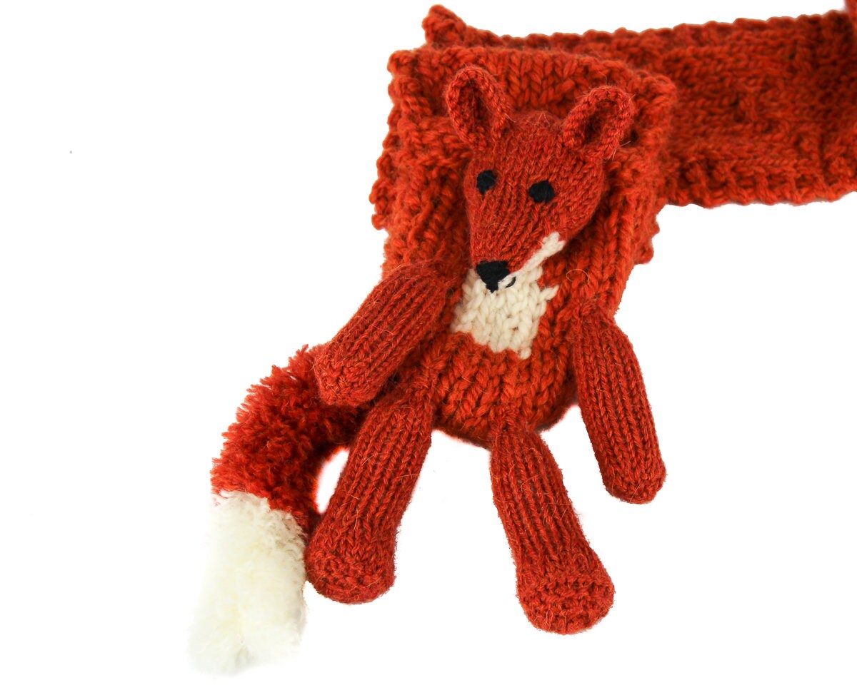 KNITTING PATTERN: Freddie Fox Scarf - US Terms - Child's Scarf With ...