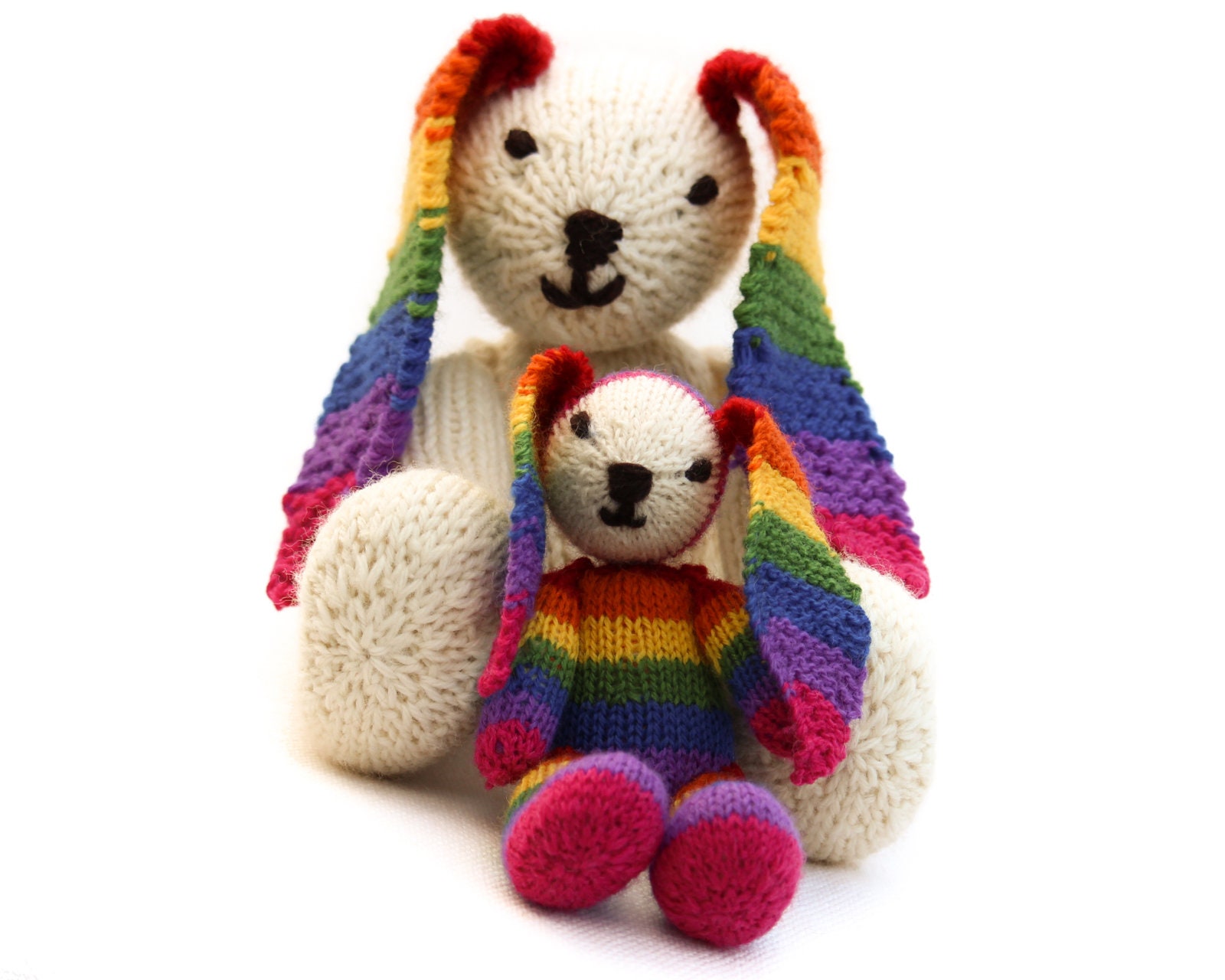 Rainbow Rabbit Knitting Pattern US Rainbow Bunny Stripy - Etsy
