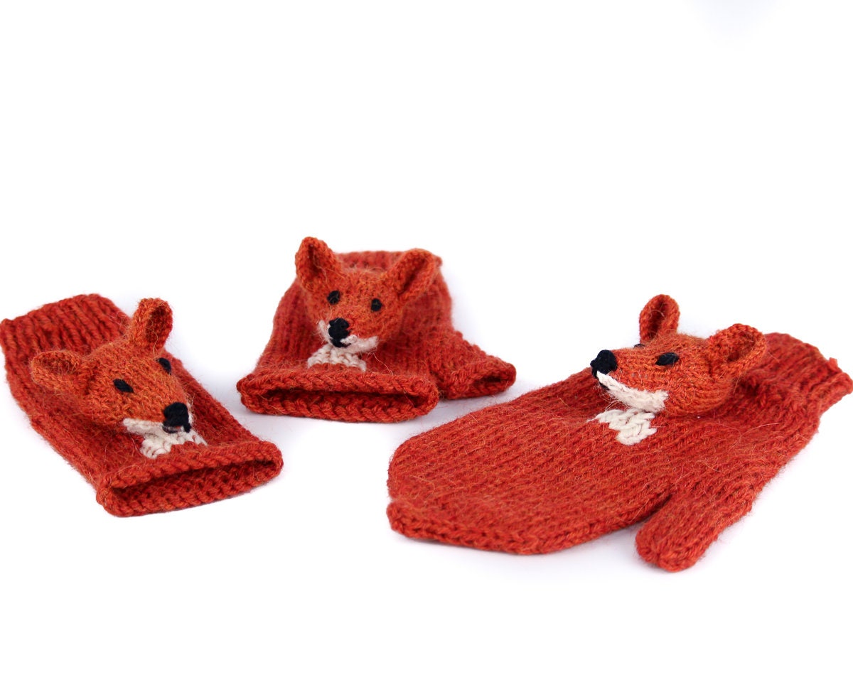 KNITTING PATTERN: Freddie Fox Mittens - US Terms - Mittens • Wrist ...