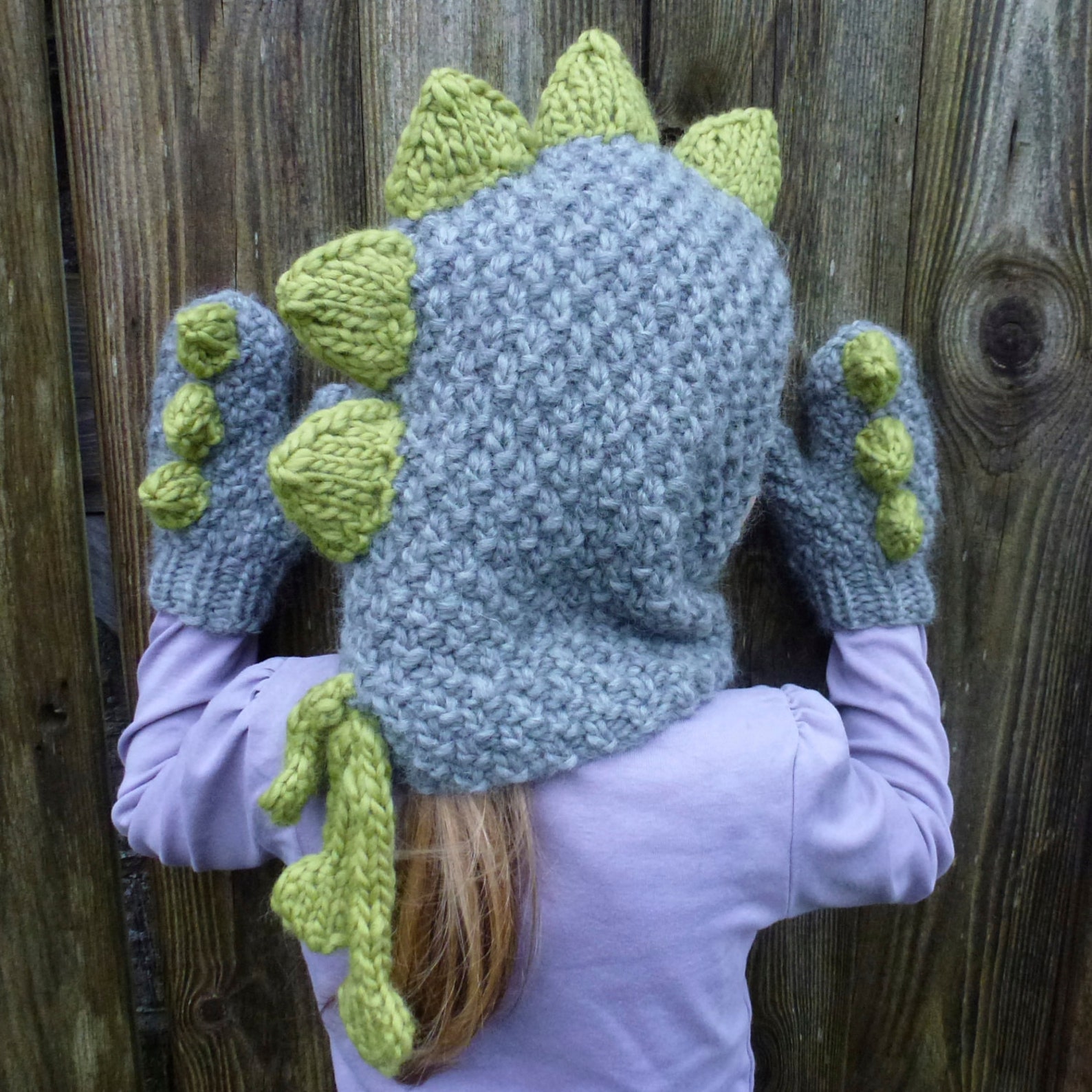 Knitting Pattern (UK) for Dinosaur Hood & Paws. Size Baby, Children ...
