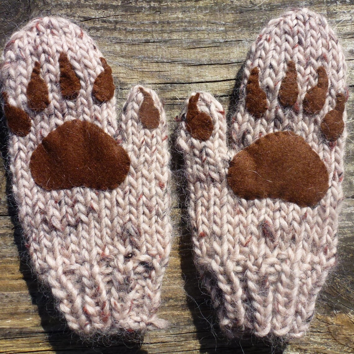 Knitting Pattern (US) for Bear Hood and Mittens (paws) Size Baby ...