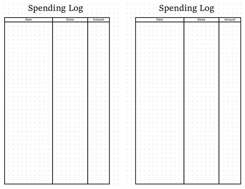 Spending Log Insert for Bullet Journal junior Size - Etsy