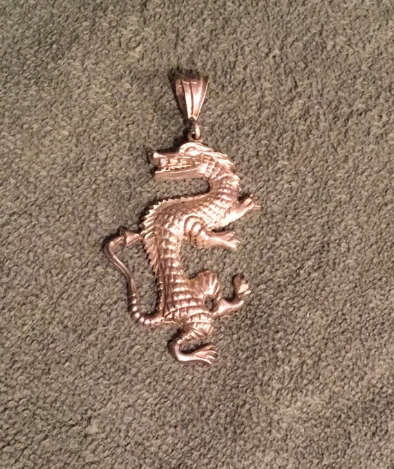 sterling silver dragon pendant - Gem