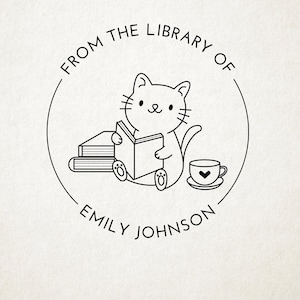 Cat Custom Book Embosser, Library Stamp Book Stamp, Self Inking, From ...