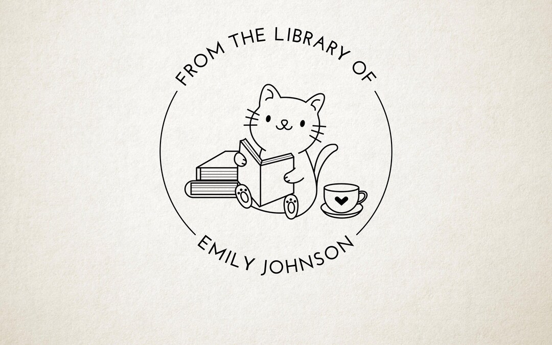 Cat Custom Book Embosser, Library Stamp Book Stamp, Self Inking, From ...