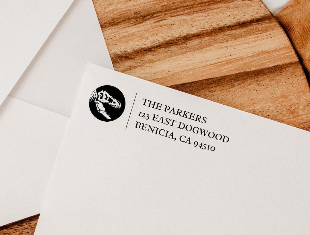 Dinosaur T Rex Modern Return Address Stamp, Wedding Stamp, Save the ...