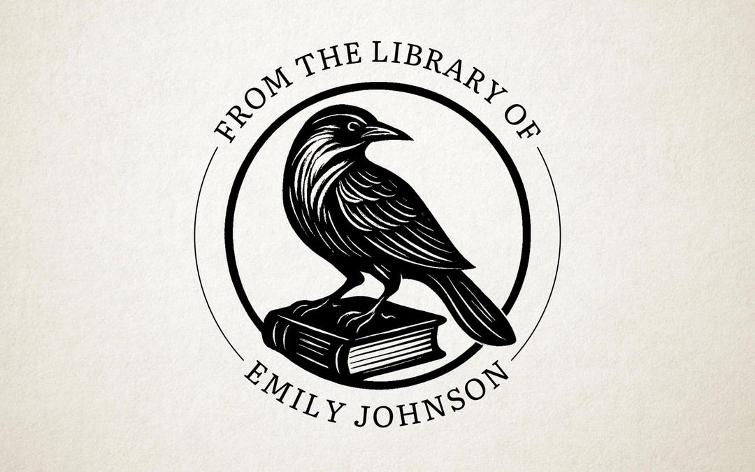 Bird Raven Crow Custom Library Stamp Embosser Personalized Book Lover ...