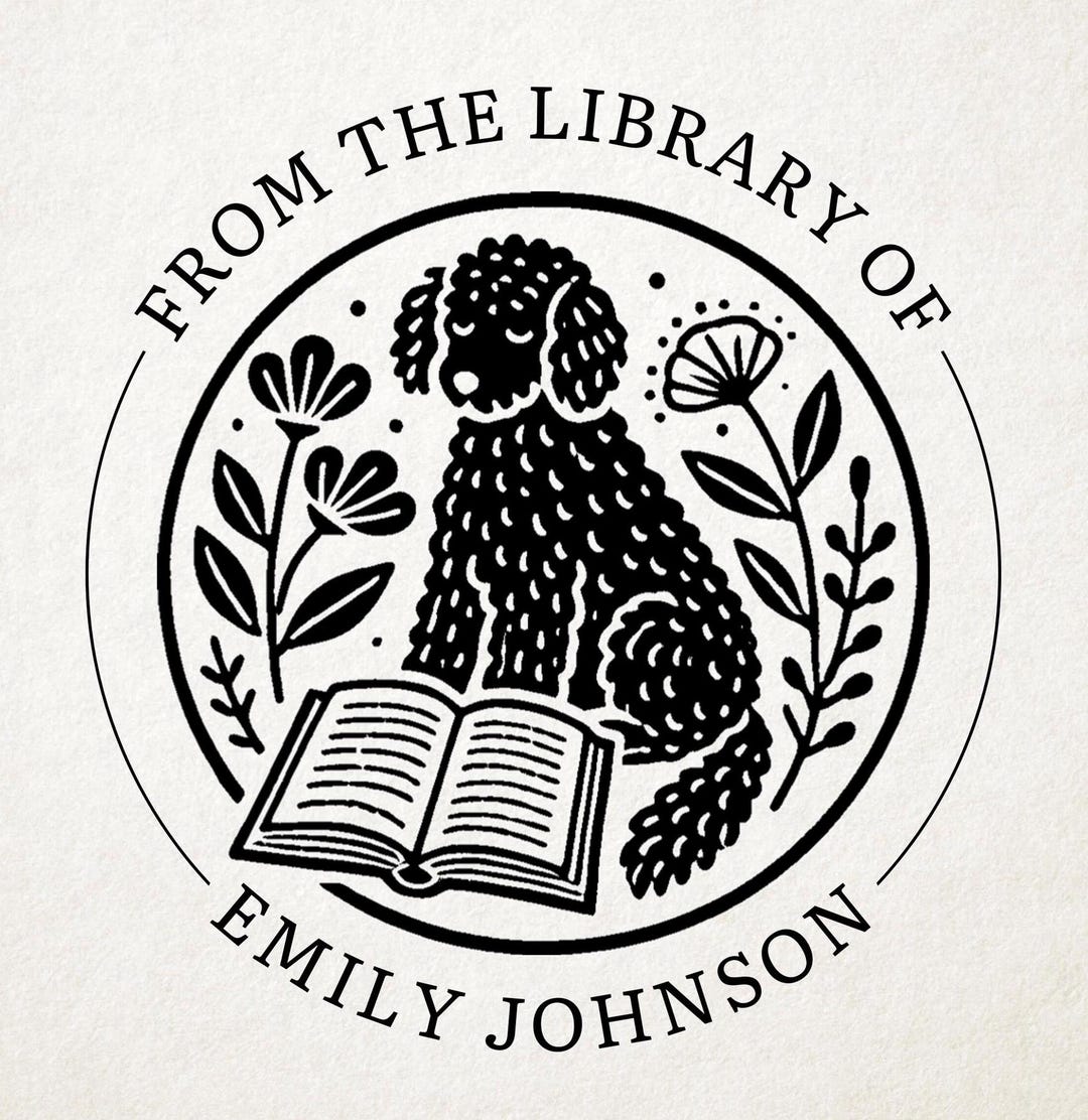 Dog Doodle Custom Book Embosser, Personalized Library Stamp, Book Stamp ...