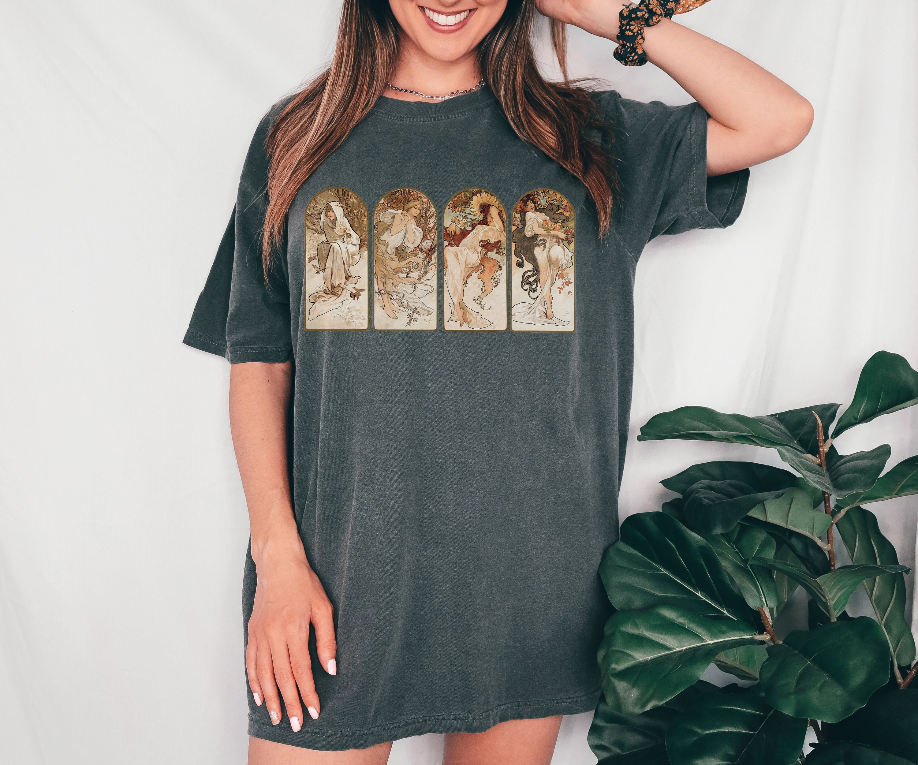 Comfort Colors Alphonse Mucha Seasons Shirt Art Nouveau Aesthetic ...