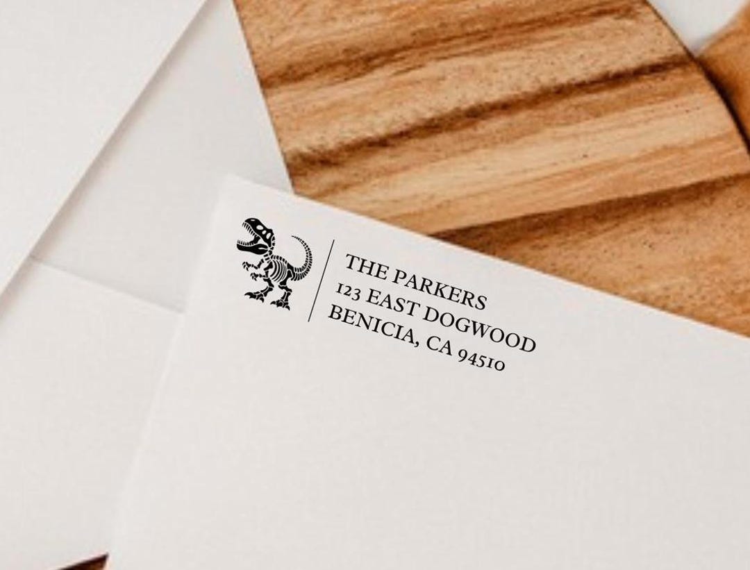 Dinosaur T Rex Modern Return Address Stamp, Wedding Stamp, Save the ...