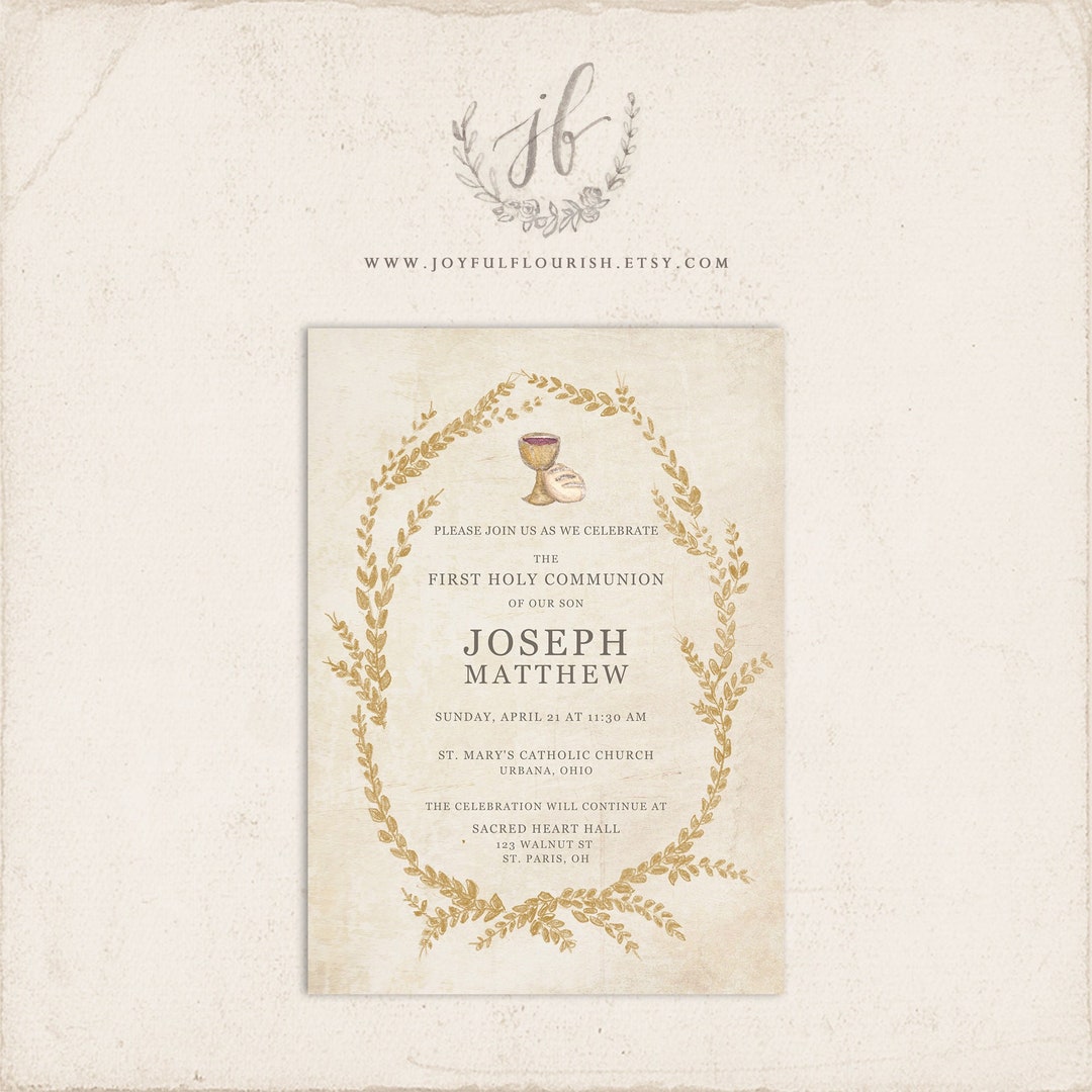 Wheat First Holy Communion Invitation Template FHC Neutral - Etsy