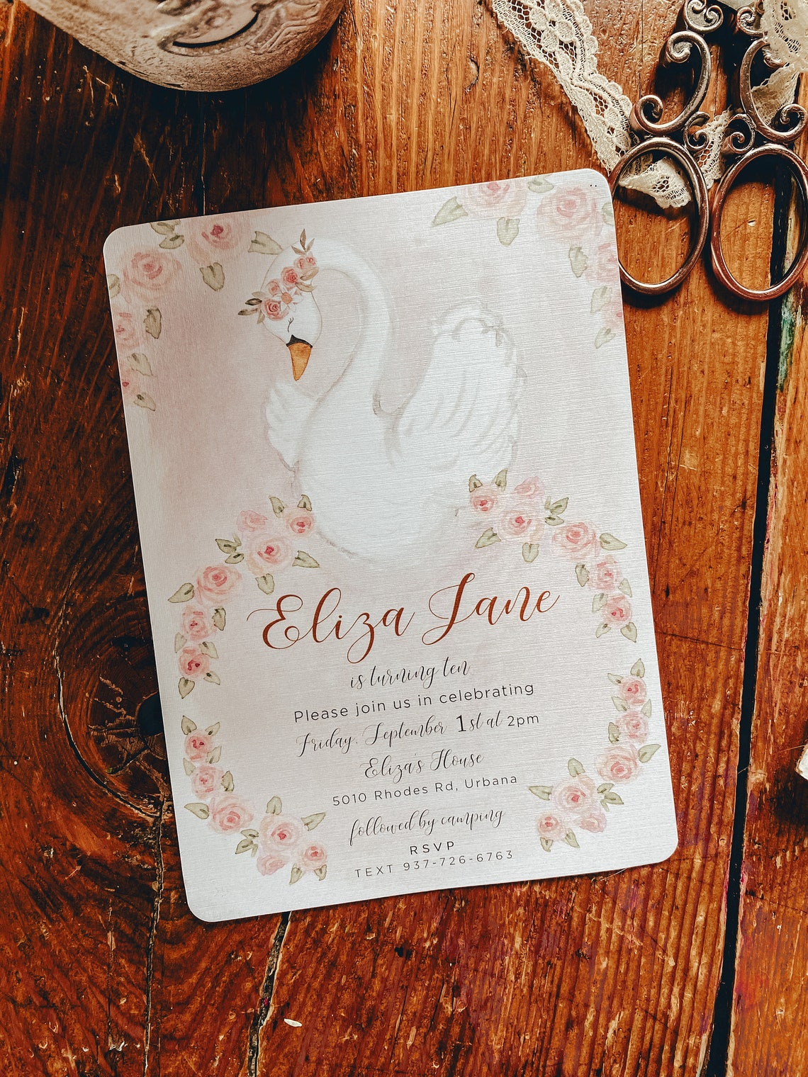 Floral Swan Birthday Invitation | Peach Watercolor | Pink Girls Party ...