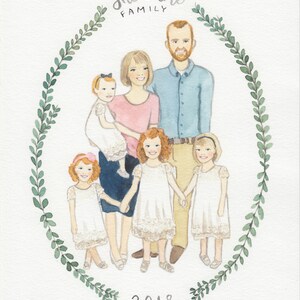 Custom Hand Drawn Watercolor Family Portrait | Christmas Gift - Etsy