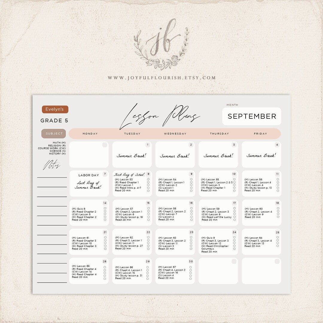 Printable Lesson Plans Template for Students or Homeschool | Editable ...