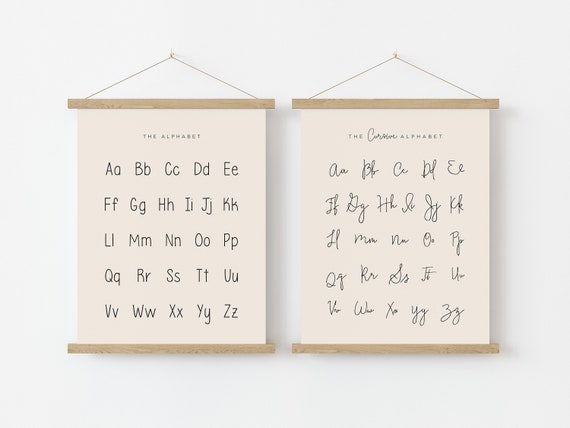 Minimalist Alphabet Prints Print and Cursive Poster - Etsy