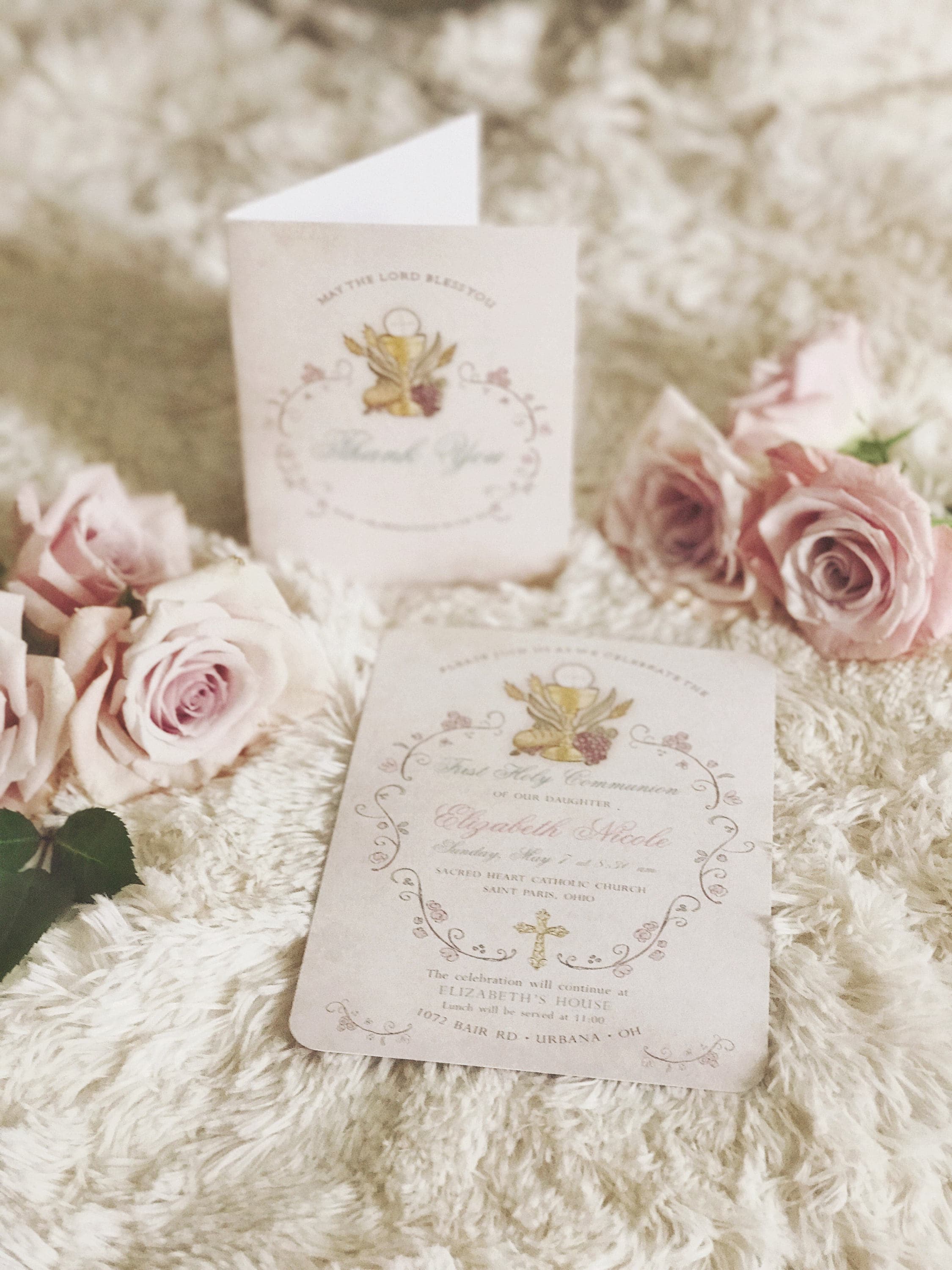 Paper An elegant invitation for First Holy Communion & Christening ...