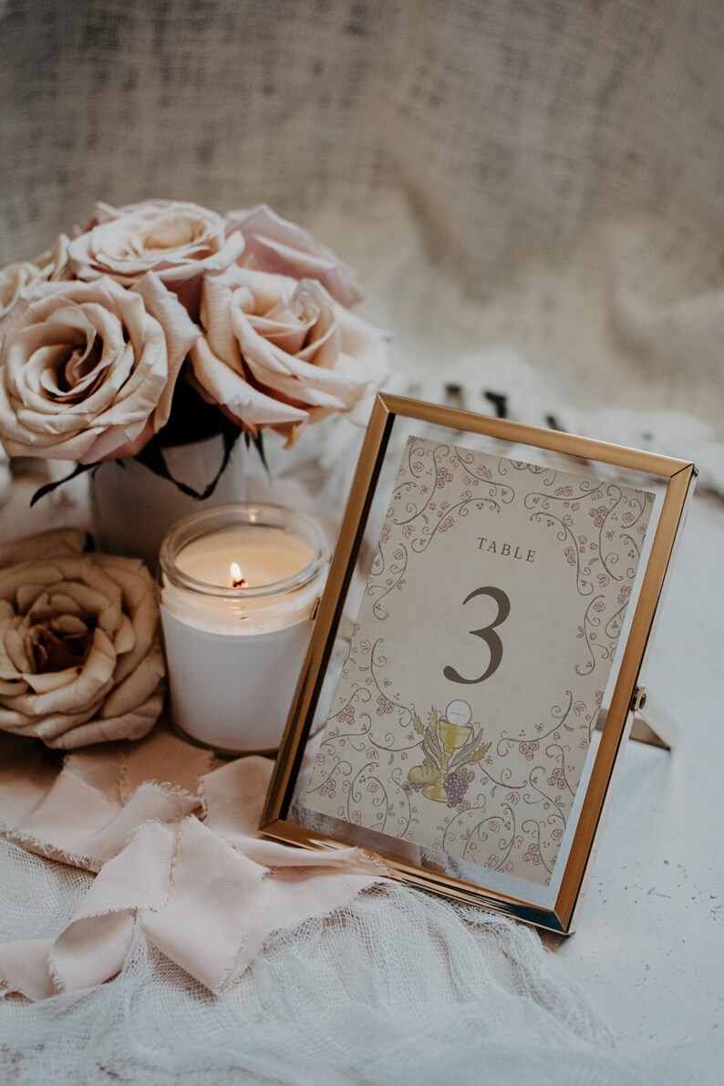 Elegant First Communion Table Numbers Template First Holy - Etsy