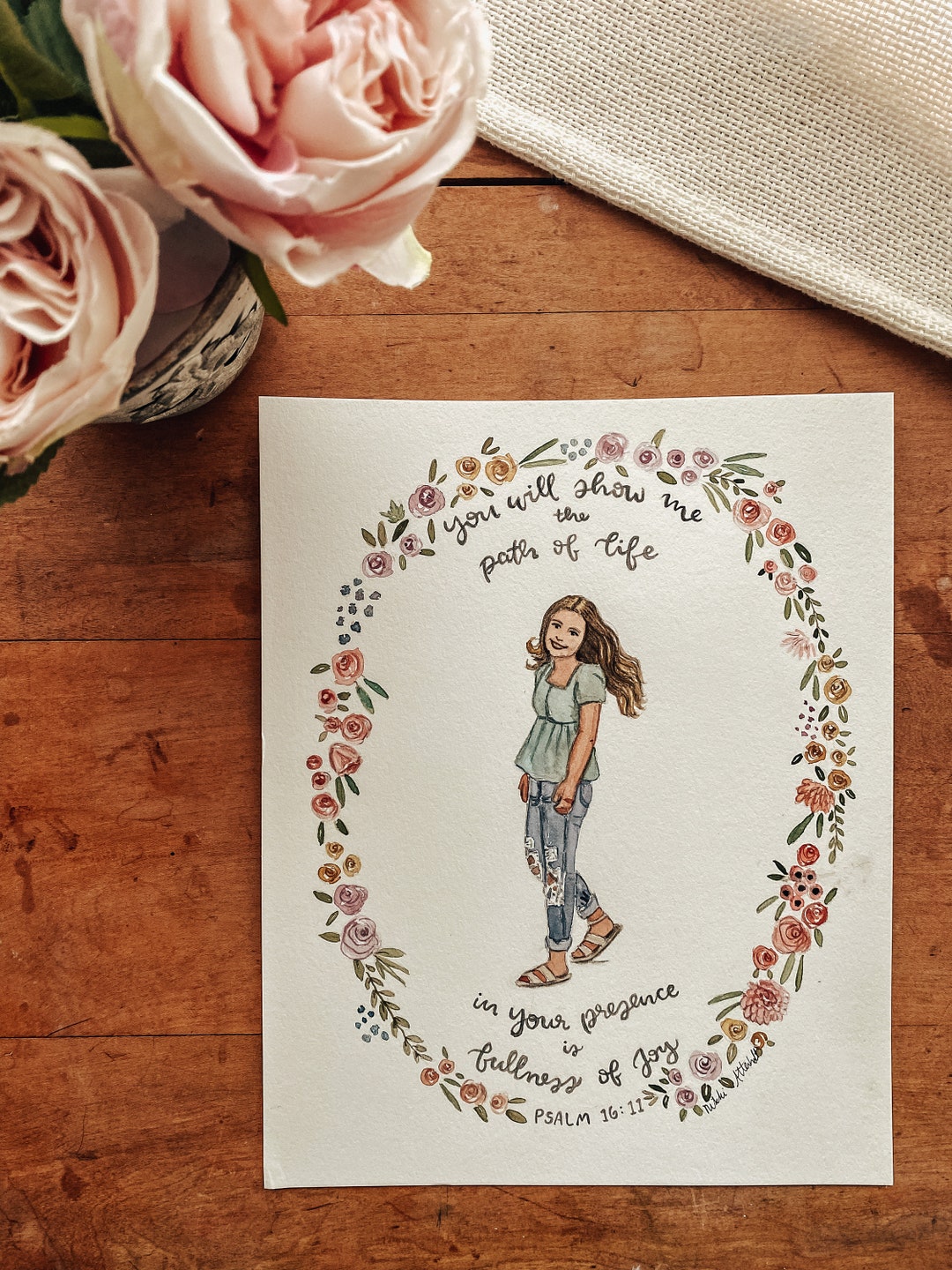 Custom Graduation Portrait With Watercolor Flower Wreath Border - Etsy