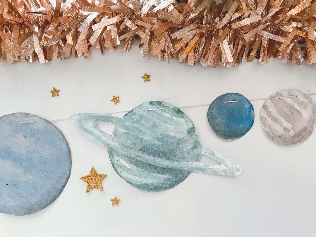 Printable Blue and Green Planet Banner for Galaxy Birthday Party or ...