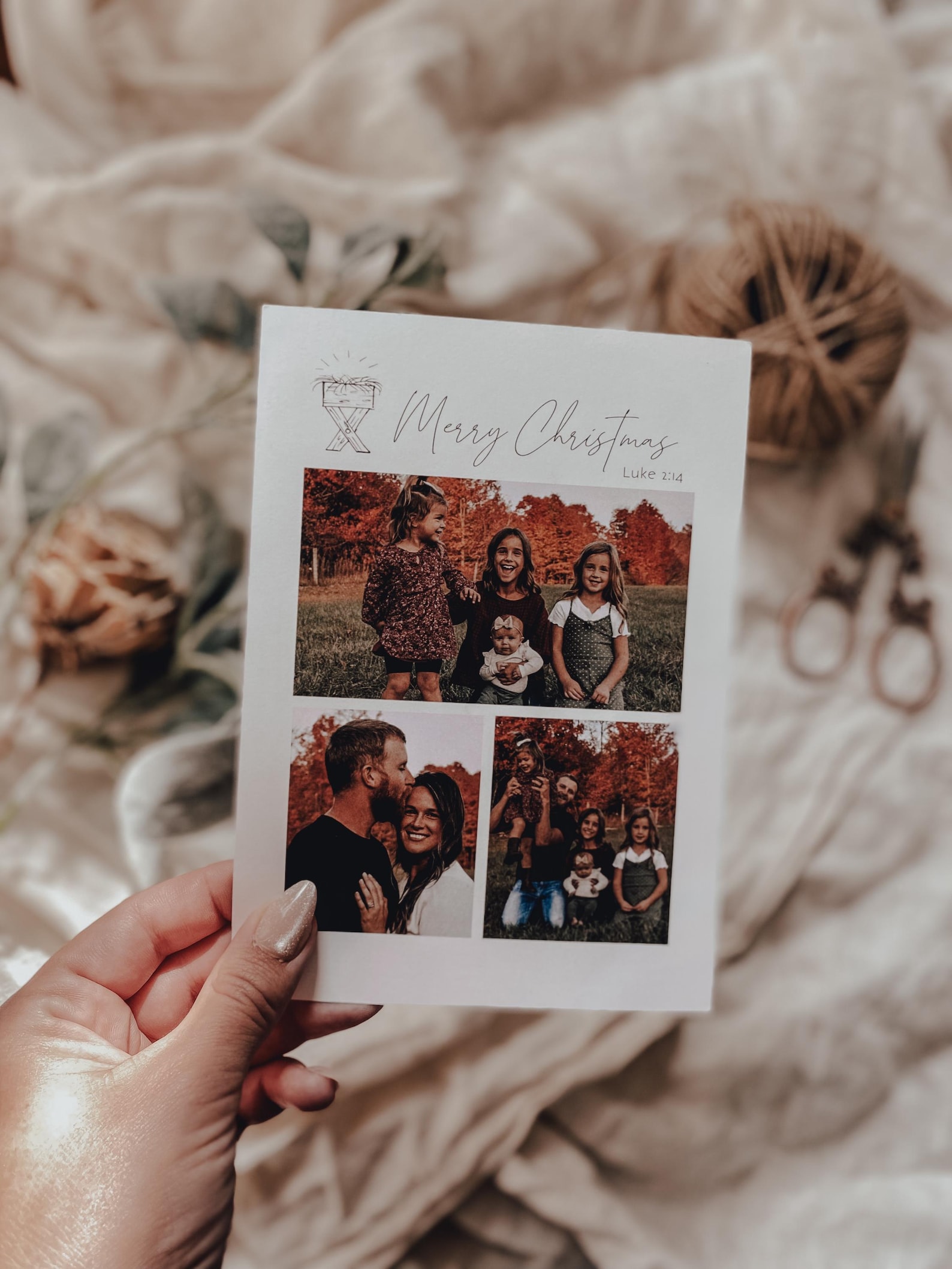 Hand Drawn Manger Religious Photo Christmas Card | Personalized Family ...
