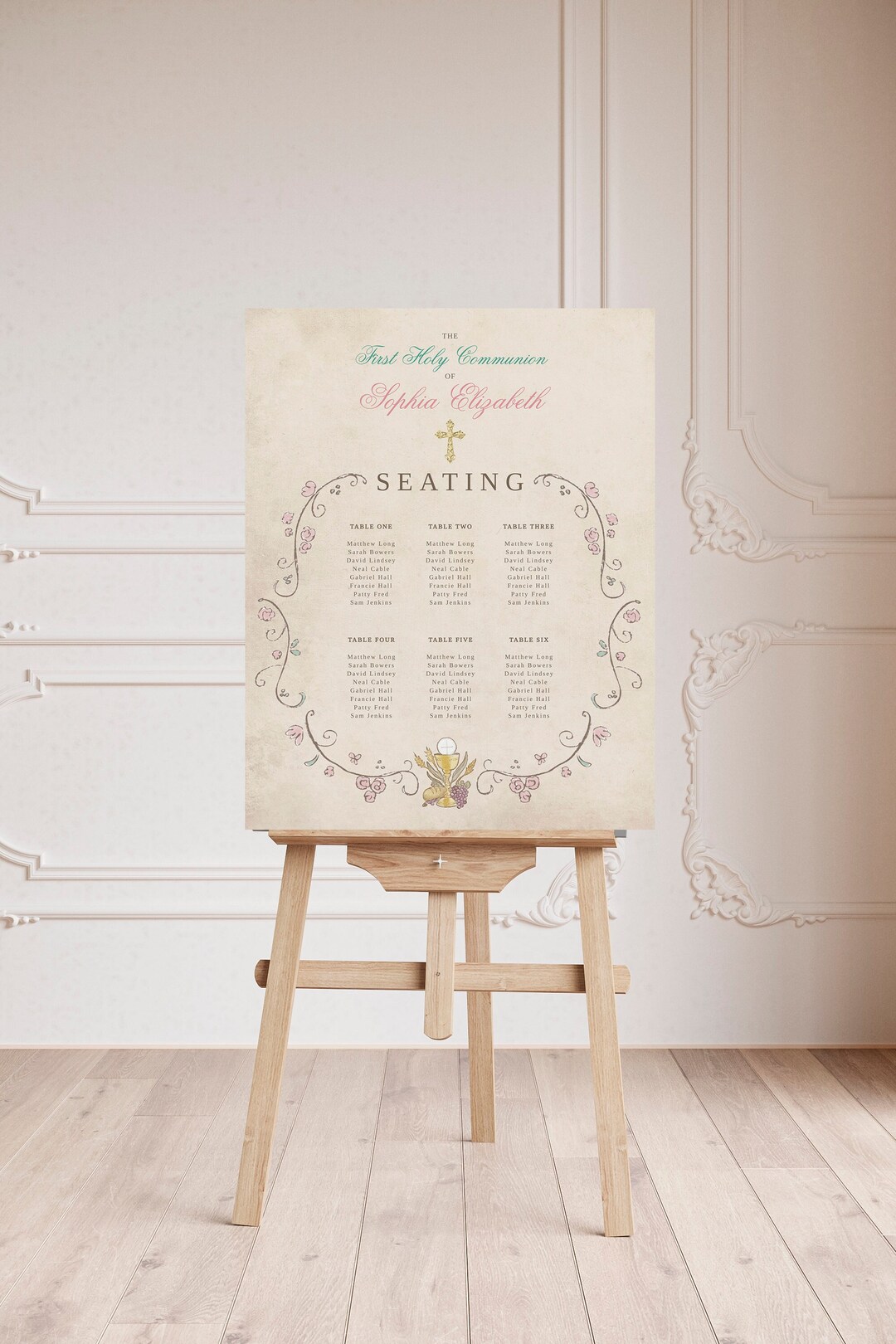 Elegant First Communion Seating Chart Template | First Holy Communion ...