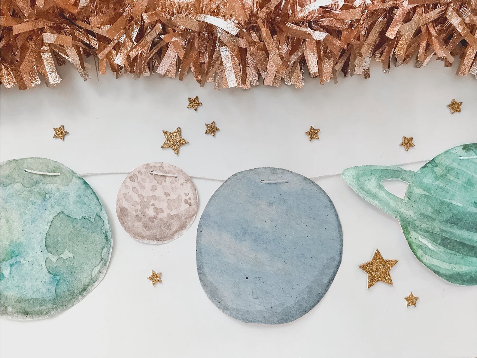 Printable Blue and Green Planet Banner for Galaxy Birthday | Etsy