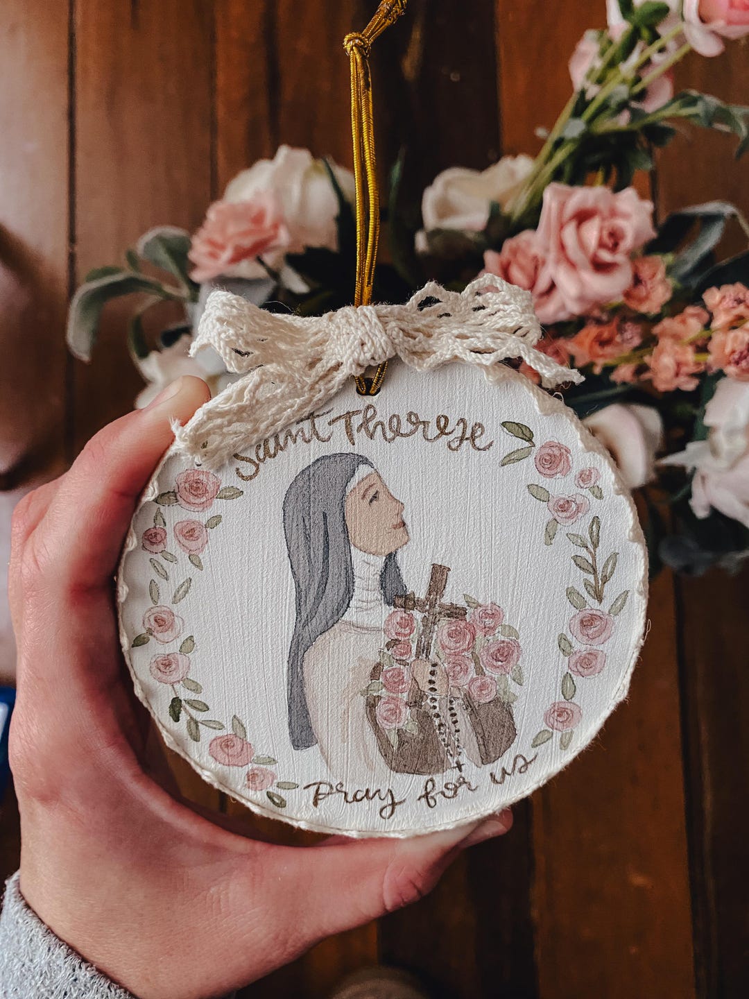 Custom Catholic Saint Ornament: Hand-drawn Watercolor Portrait - Etsy