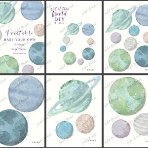 Printable Blue and Green Planet Banner for Galaxy Birthday Party or ...