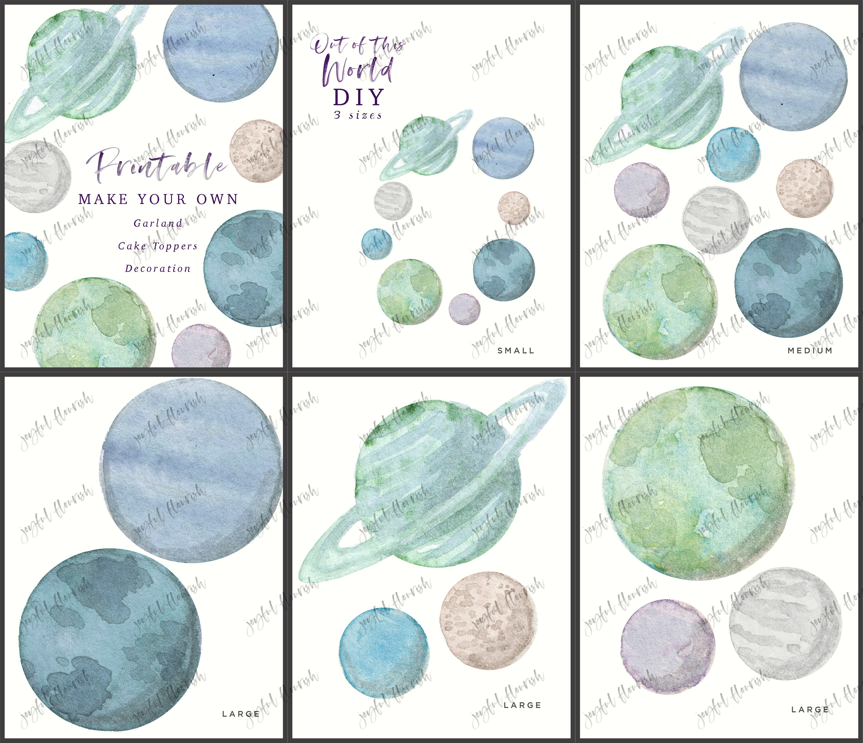 Printable Blue and Green Planet Banner for Galaxy Birthday - Etsy