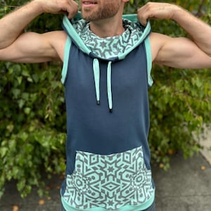 The Portal Tank - Organic Cotton Unisex Geometric Sleeveless Hoodie ...