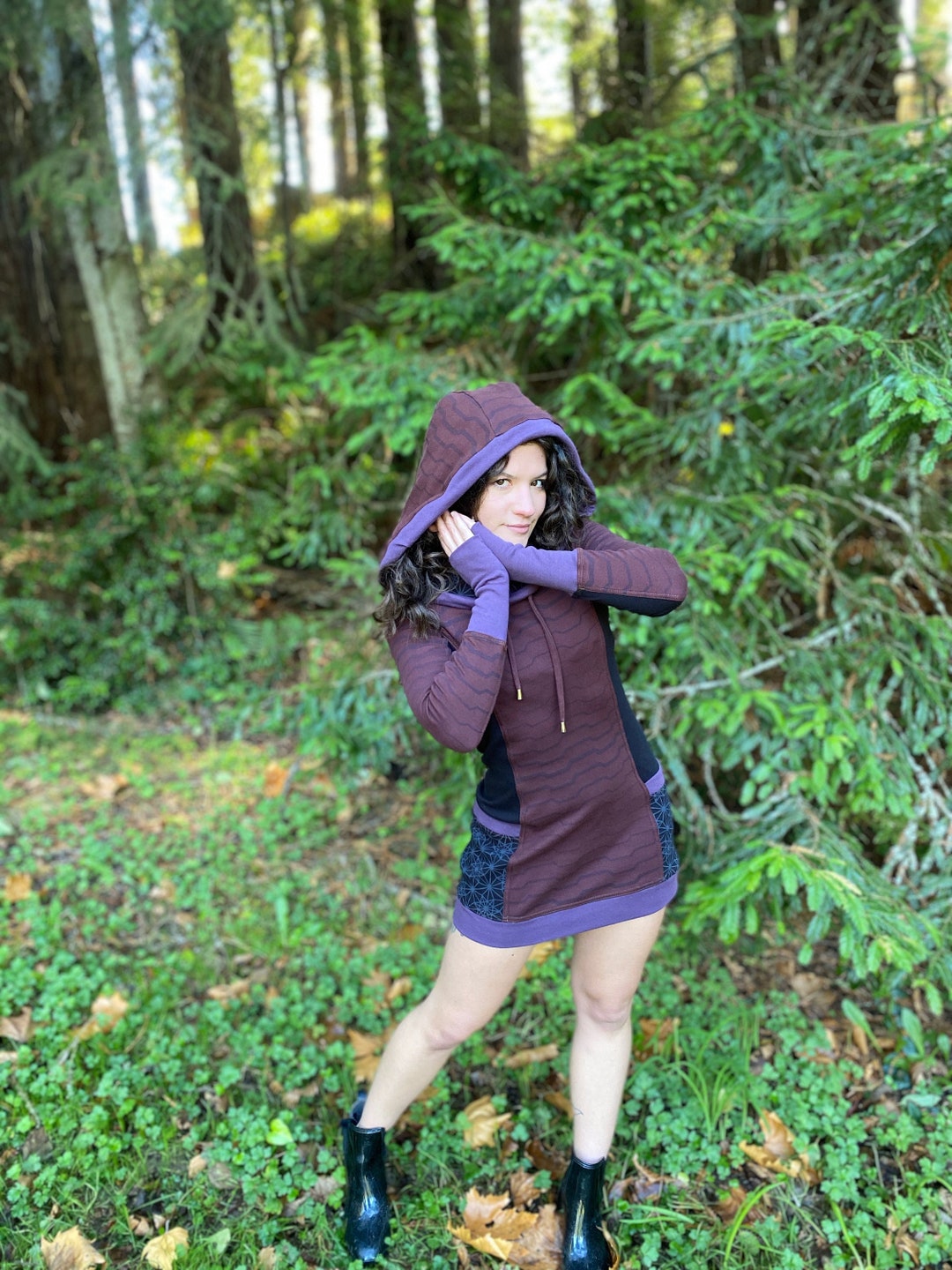 The Side Panel Portal Dress / Women's Organic Cotton Cowl Hooded Dress ...