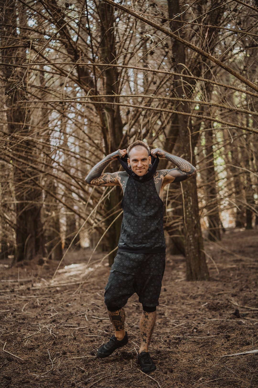 The Portal Tank - Organic Cotton Unisex Geometric Sleeveless Hoodie ...