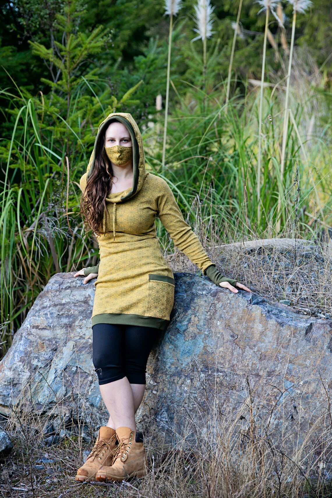 The Portal Dress / Organic Cotton Cowl Hood Dress With Pockets ...