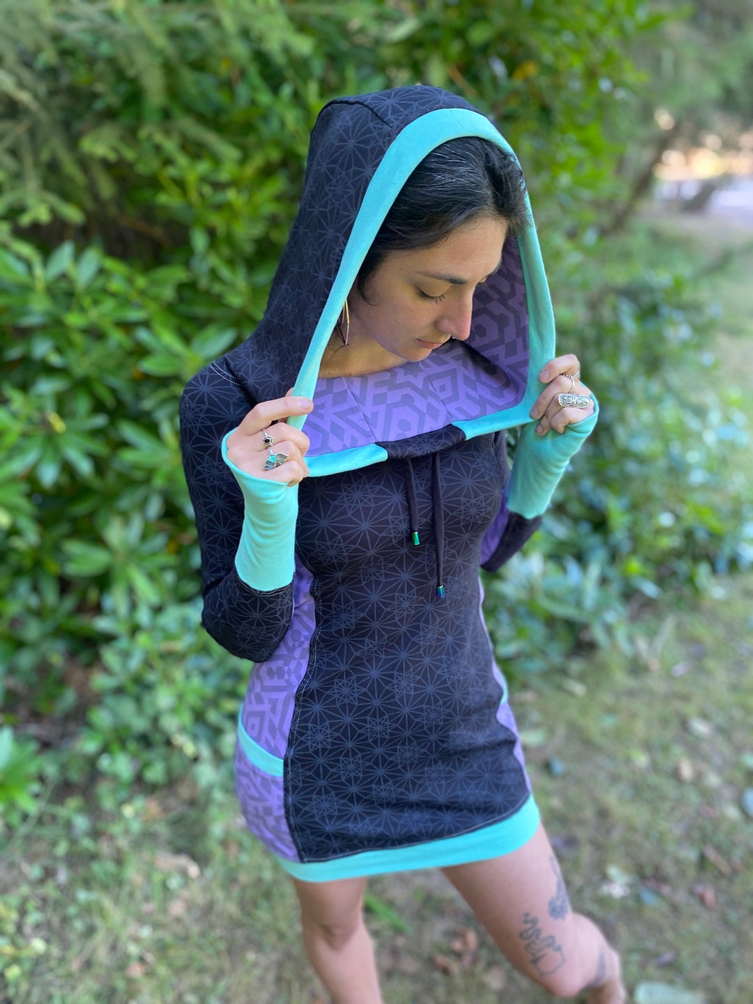 The Side Panel Portal Dress / Women's Organic Cotton Cowl Hooded Dress ...