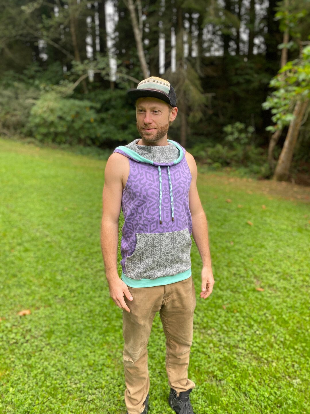 The Portal Tank - Organic Cotton Unisex Geometric Sleeveless Hoodie ...