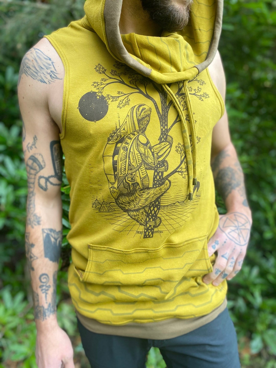 The Portal Tank Organic Cotton Unisex Geometric Sleeveless Hoodie W ...