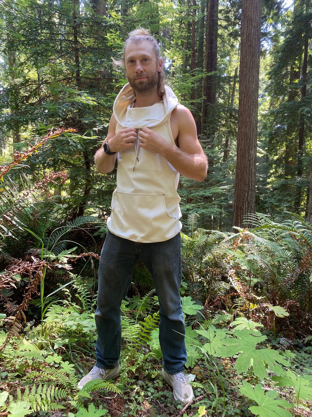 The Portal Tank - Organic Cotton Natural Sleeveless Hoodie / Plain ...