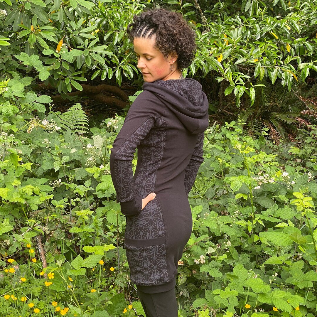 The Side Panel Portal Dress / Organic Cotton Cowl Hooded Dress With ...