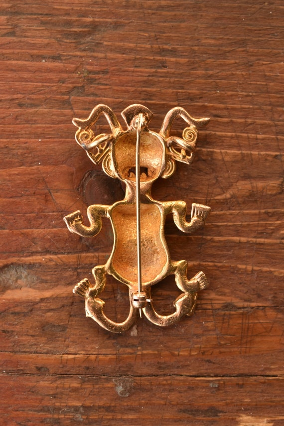 1960s 14K Vintage Pre-Columbian Inspired Deity Pin Pe… - Gem
