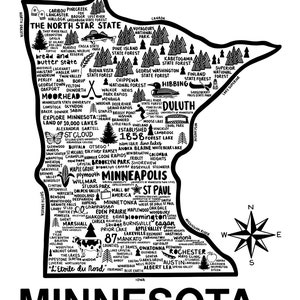 Minnesota Poster | Minimalist State Map | State Poster | Wall Art ...
