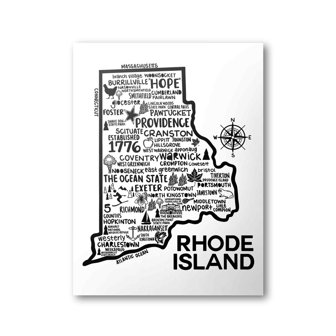 Rhode Island Poster | Minimalist State Map | State Poster | Wall Art ...