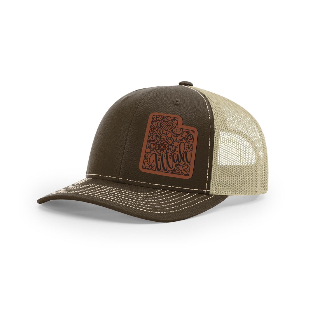 Utah Hat | Mandala Hat | Leather Patch Hat | Trucker Hat - Etsy