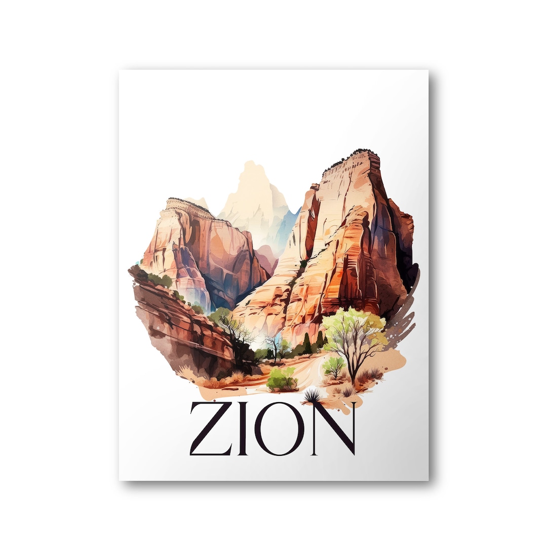 Zion National Park Poster | Watercolor National Park Poster | National ...