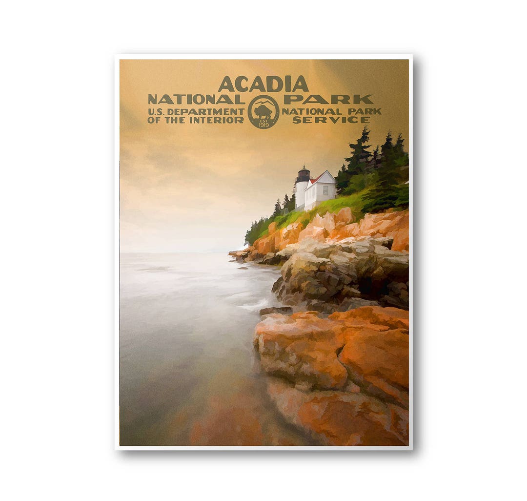 Acadia National Park Poster | National Park Poster | National Park ...