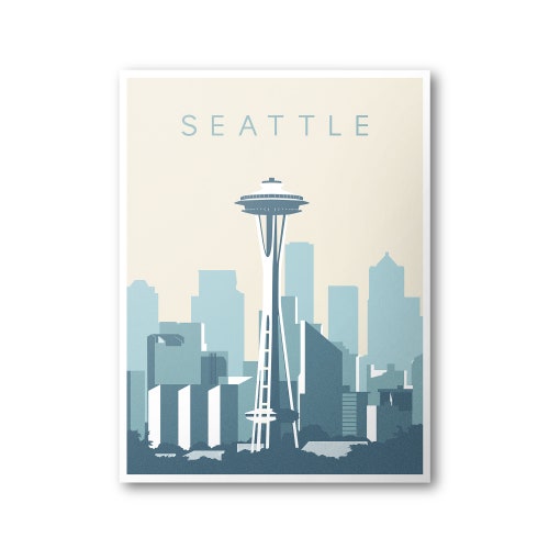 Seattle Print Vintage Seattle Travel Poster 5 Sizes - Etsy