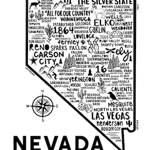 Nevada Poster | Minimalist State Map | State Poster | Wall Art | Home ...